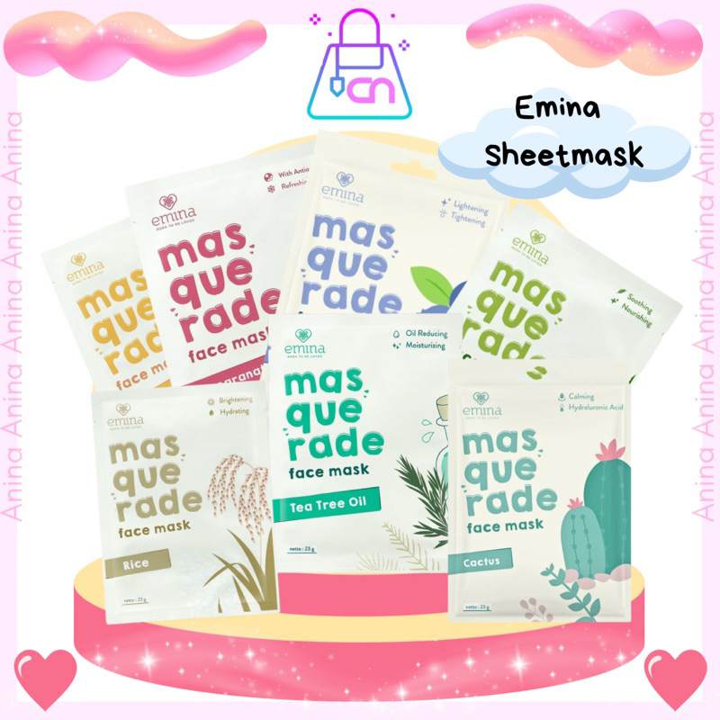 Jual Emina Masquerade Face Sheet Mask/Masker Wajah/Glowing Mask 23g ...
