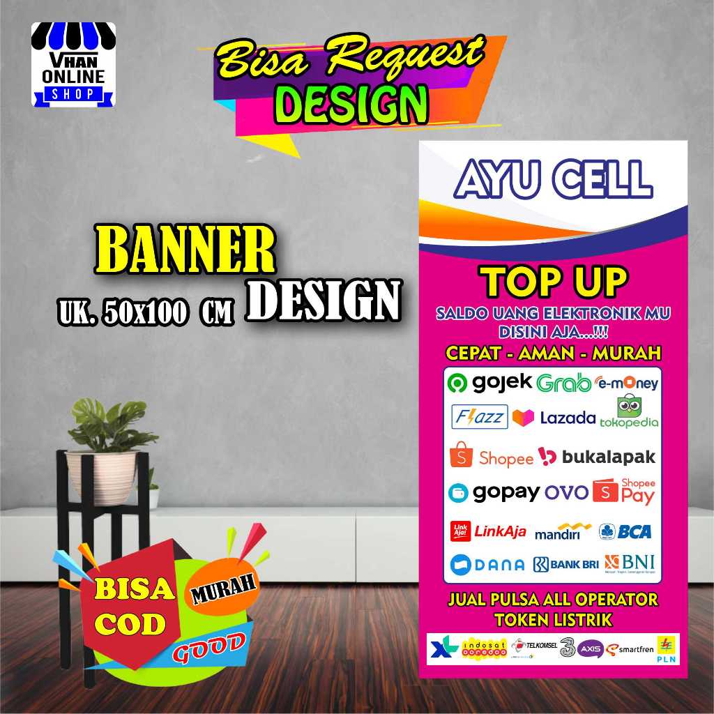 Jual Spanduk Banner Backdrop Konter, Jasa Pembayaran Online Bagus Murah ...