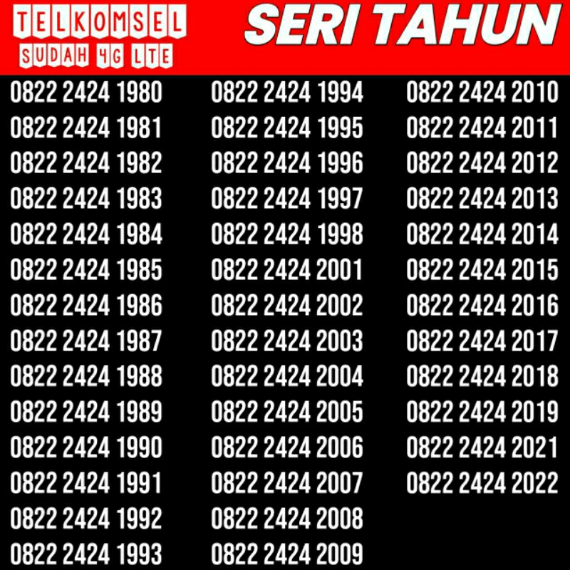 Jual Nomor cantik Telkomsel tahun kelahiran nomor cantik simpati ekor tahun | Shopee Indonesia