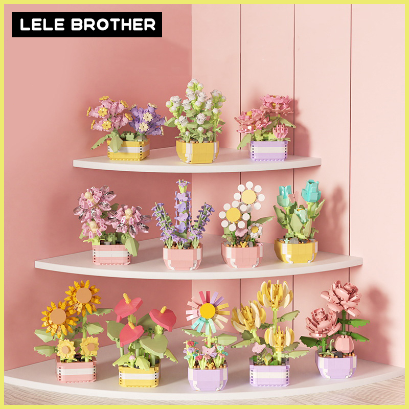 Jual LELE Mainan Flower Bunga Block Succulent Pot DIY Mainan Balok ...