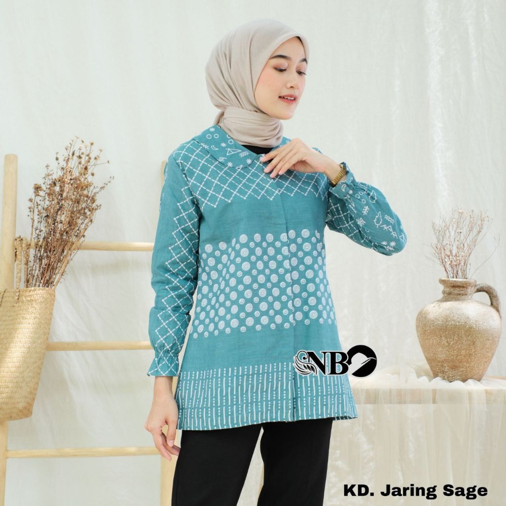 Jual Kemeja Batik Wanita Lengan Panjang Motif Jaring Series Bahan Katun ...