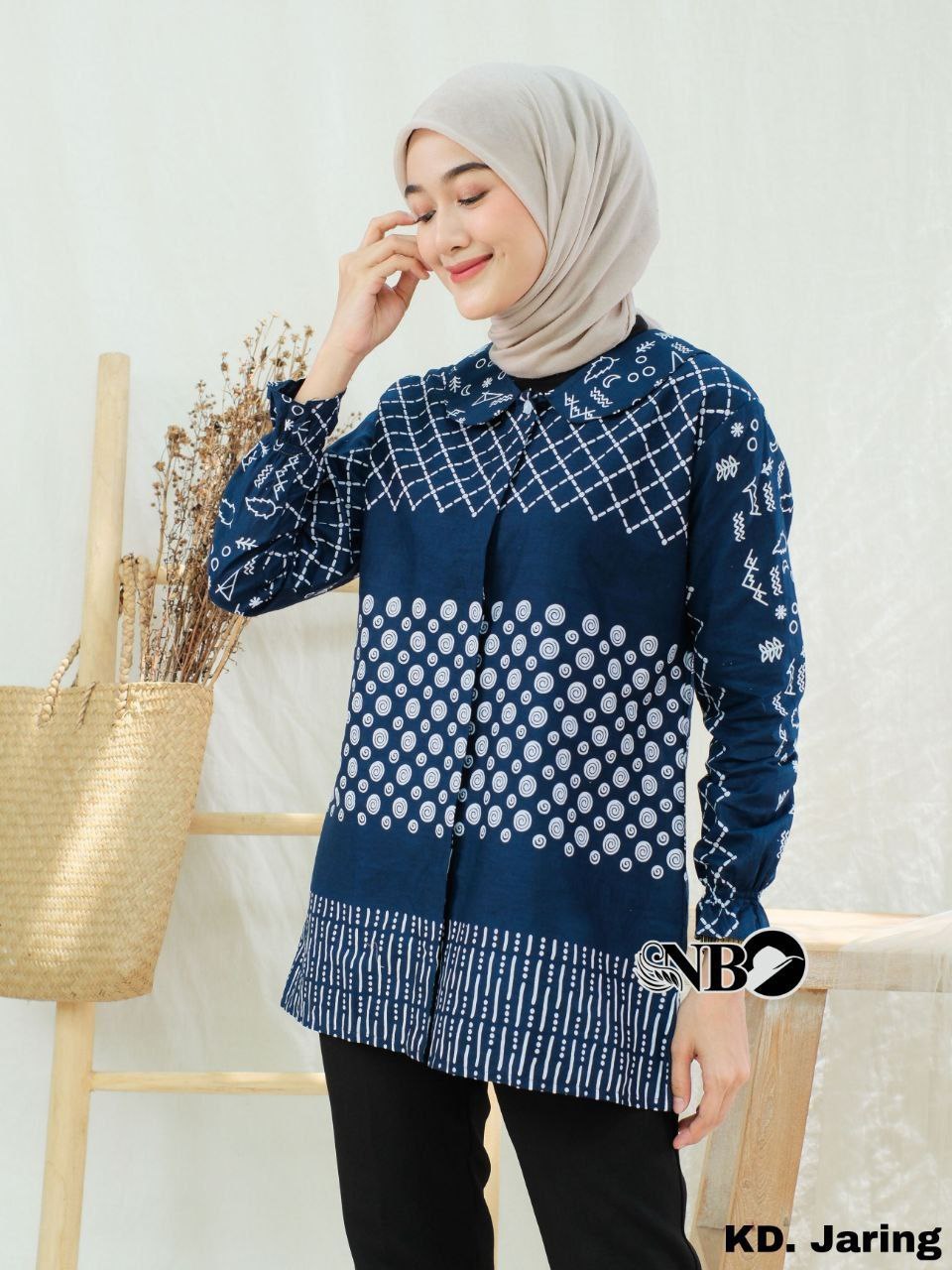 Jual Kemeja Batik Wanita Lengan Panjang Motif Jaring Series Bahan Katun ...