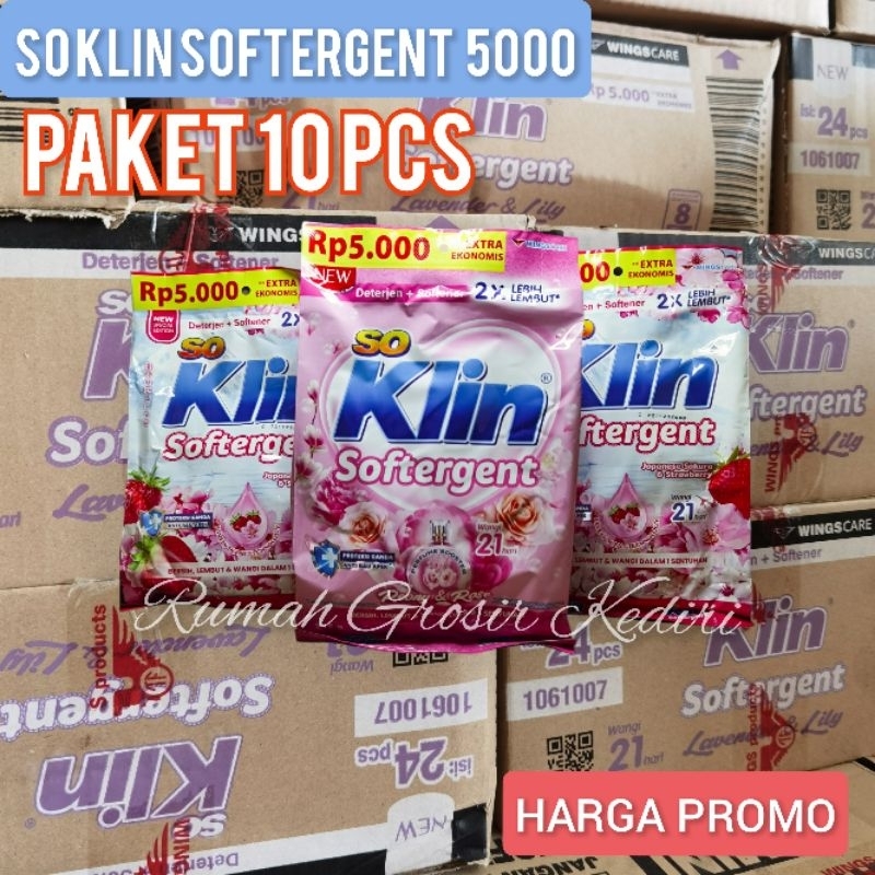 Jual Soklin Softergent Bubuk 5000 Kemasan 215 gr PAKET 7 Dan 10 PCS Deterjen Cuci Pakaian ...