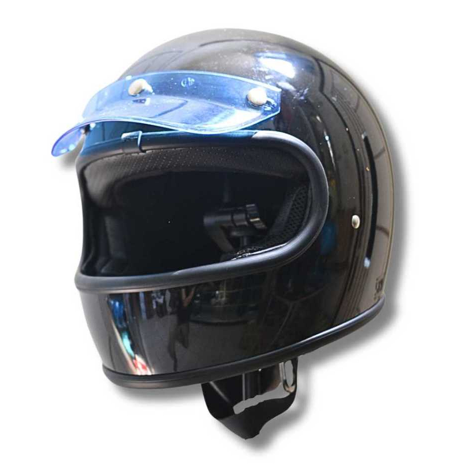 Jual Helm Gringgo Retro Premium Black Glossy With Cap Sni Caferacer ...