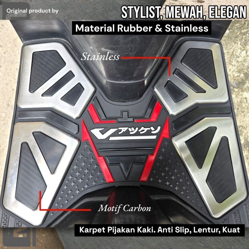Jual Karpet pijakan motor Vario 125/150 2017-2024 Full rubber stainless ...