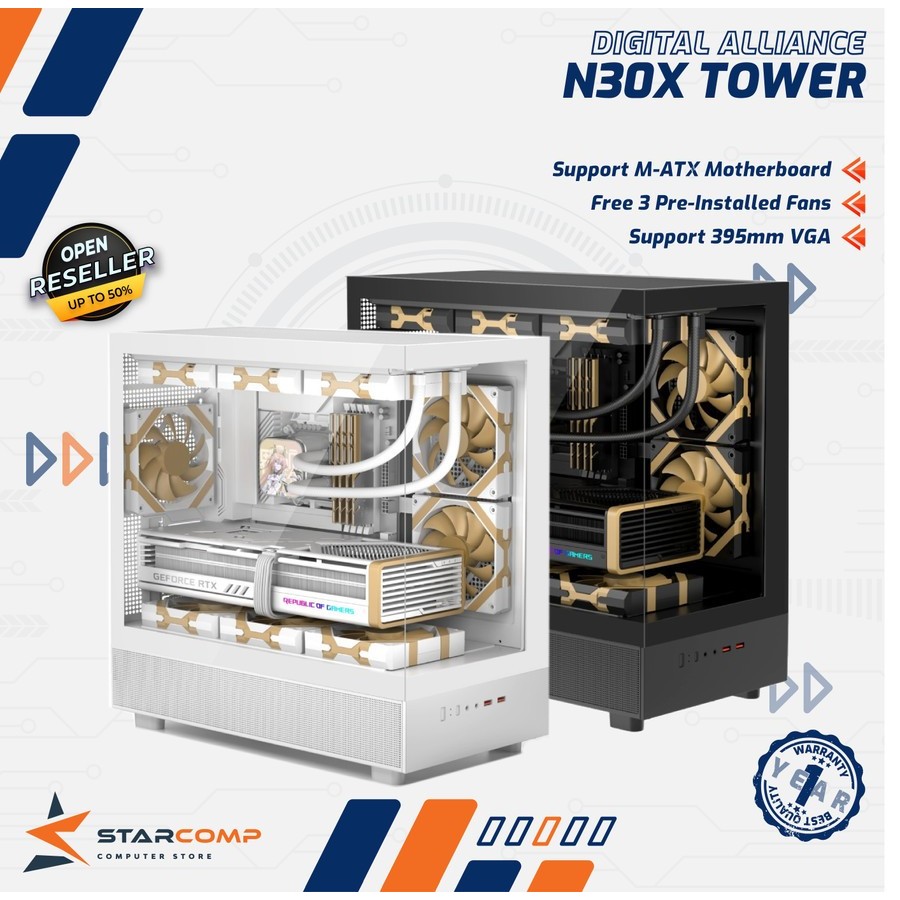 Jual Digital Alliance N30X M-ATX Mid-Tower Case Gaming Tempered Glass ...