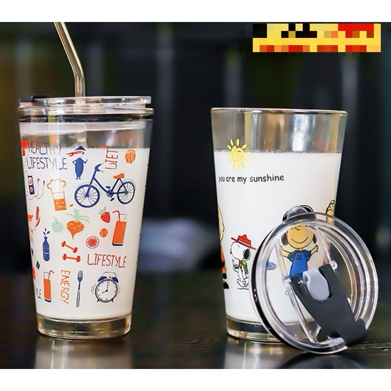 Jual Gelas Tumblr Kaca Bening Gelas Mug Gelas Kaca Dengan Tutup Anti ...