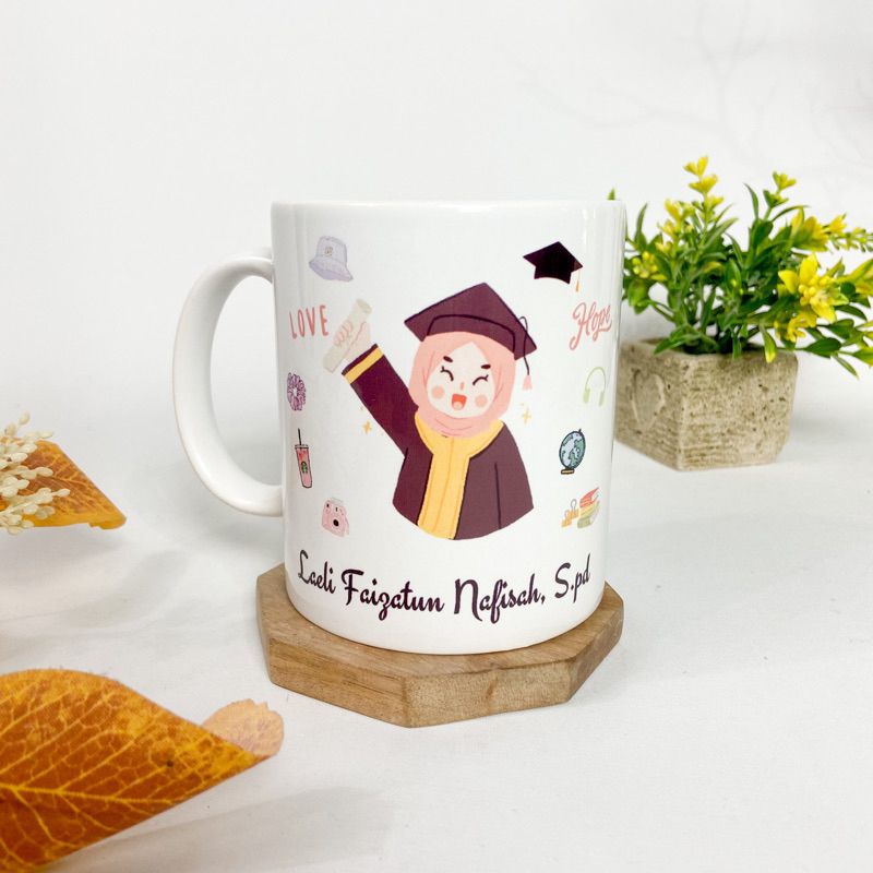 Jual Mug Custom Wisuda Nama Logo Kado Hadiah Wisuda Gift Graduation ...