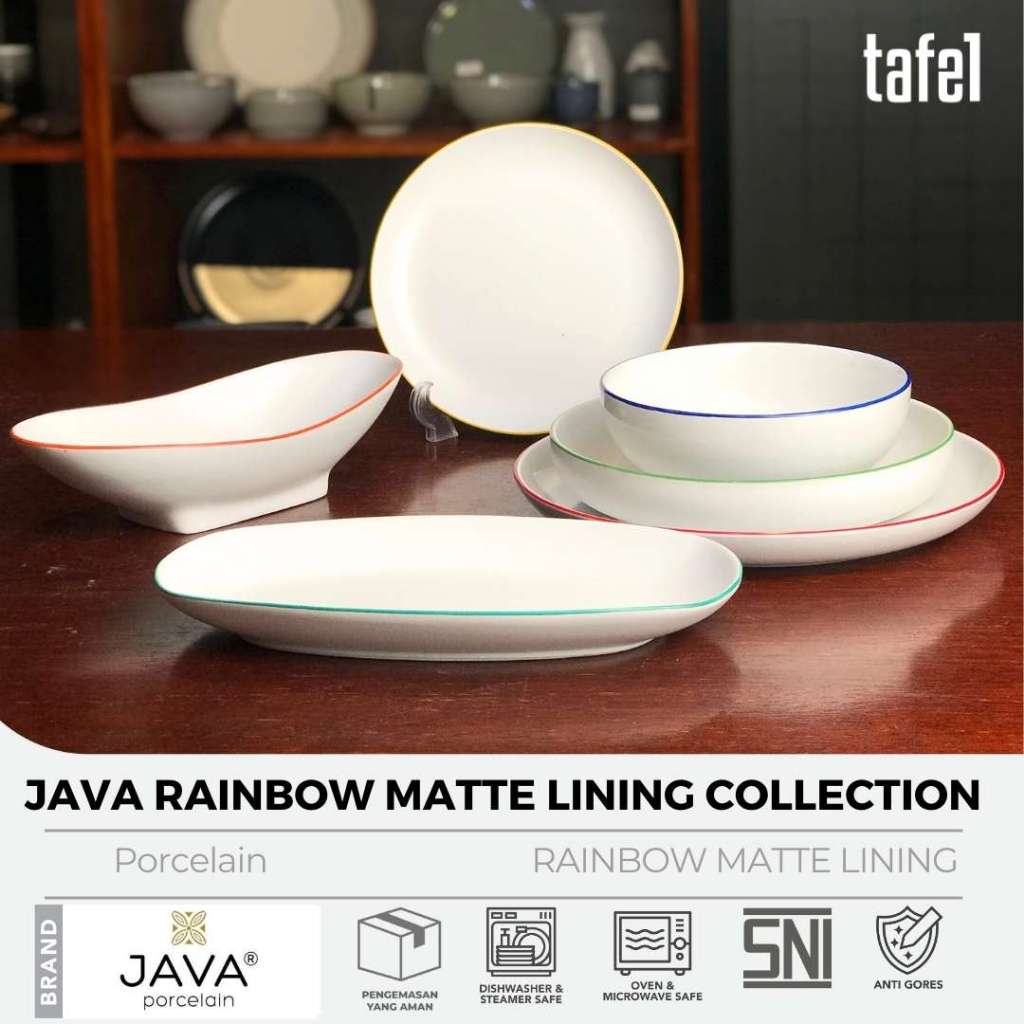 Jual Piring Mangkok Keramik JAVA Rainbow Matte Lining Collection Isi 1 ...