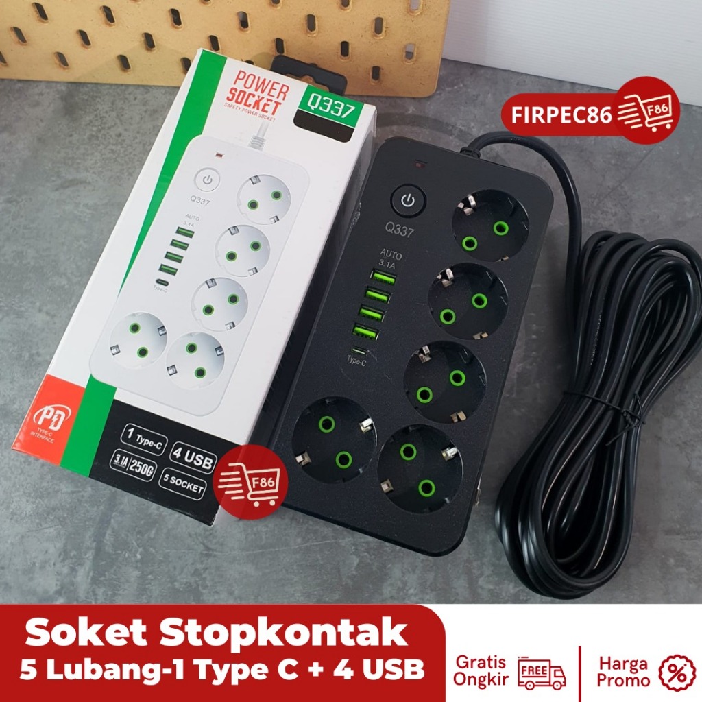 Jual Stop Kontak Smart Power Strip Socket Colokan Listrik 5 Socket 2 US ukuran 2 meter dan 5 ...