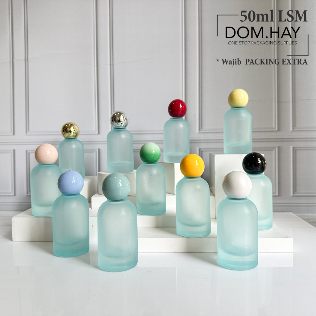 Jual 50ml LSM Biru Frosted Bola Botol Parfum Semi Press Kaca Parfume ...