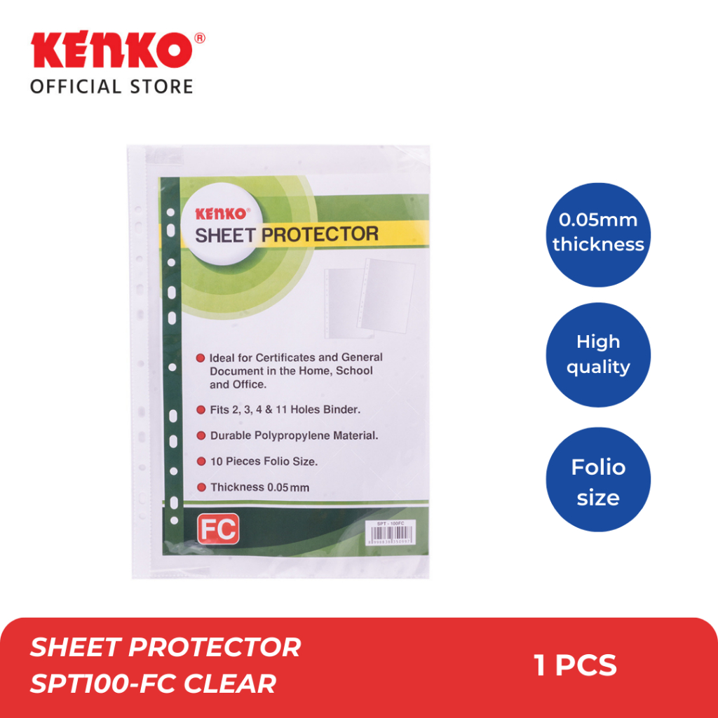 Jual KENKO SHEET PROTECTOR / PELINDUNG KERTAS SPT100-FC CLEAR (10 Sheet ...