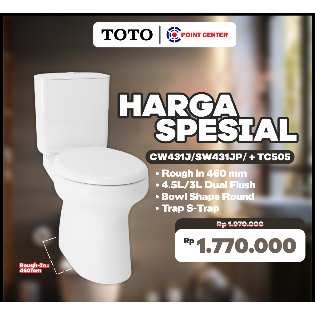 Jual TERBAIK TOTO PROMO KLOSET DUDUK CW431J /SW431+TC505 | Shopee Indonesia