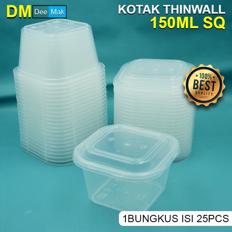 Jual Kotak Makan Plastik Thinwall Food Container Volume 150ML Model Persegi SQ Isi 25Pcs Dengan ...