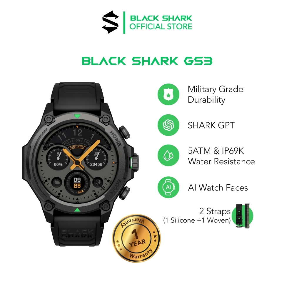 Jual Black Shark Smartwatch GS3 | 1.43’’ AMOLED Display | 121 Days ...