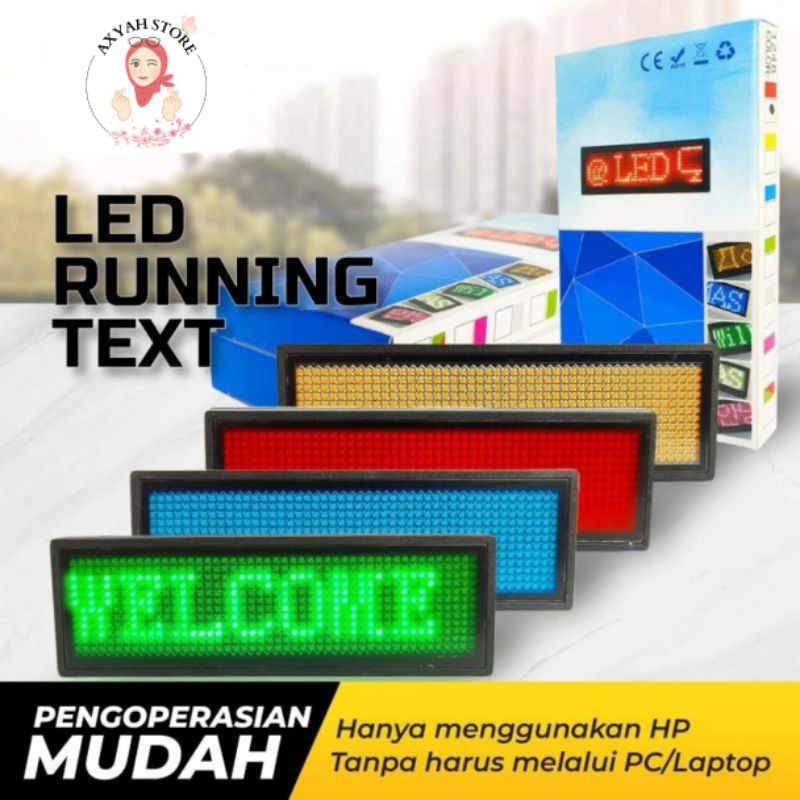 Jual Nametag Led Mini Custom Bluetooth / Running Text digital/ Name tag ...