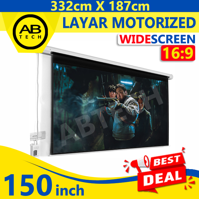 Jual Screen Projector Motorized 150" Ratio 16:9 - Layar Proyektor 150 ...