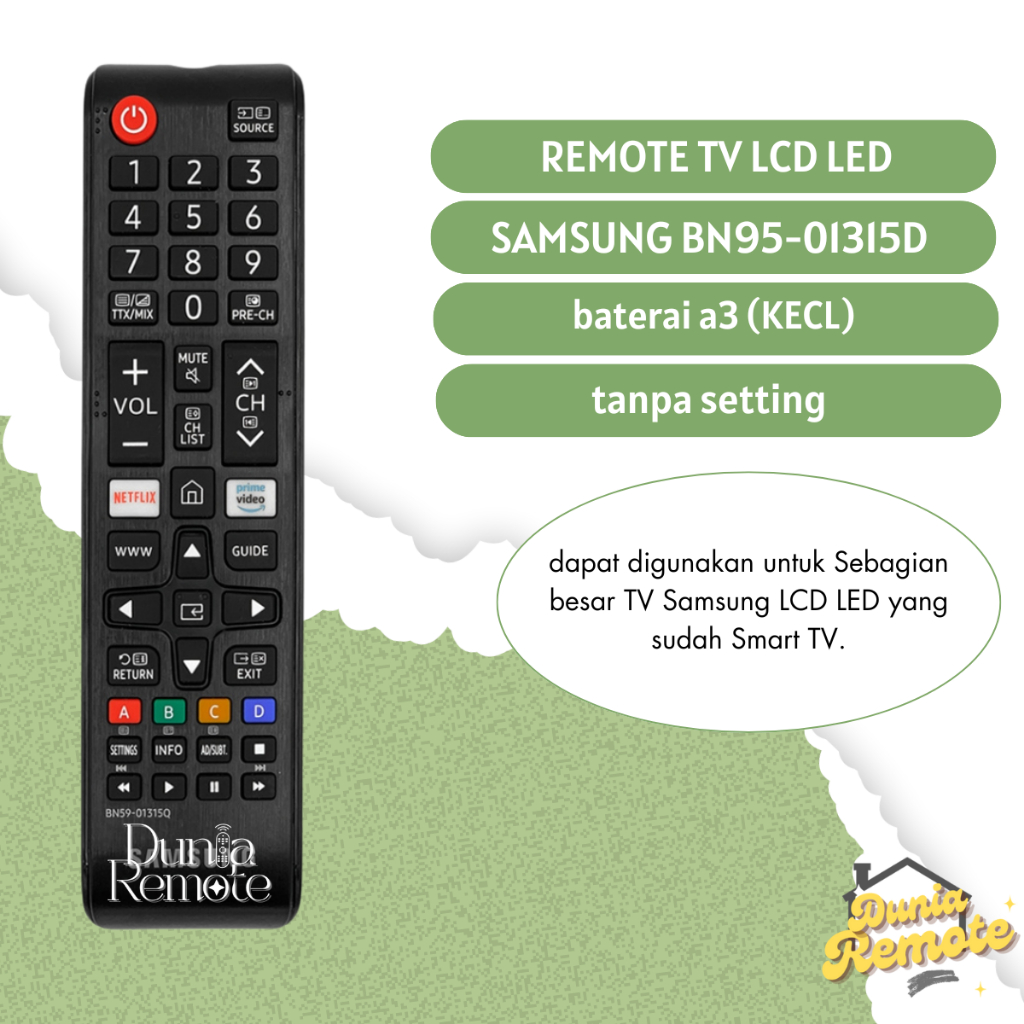 Jual Remot Remote TV Samsung LCD LED Smart TV Netflix BN59-01315D | Shopee Indonesia