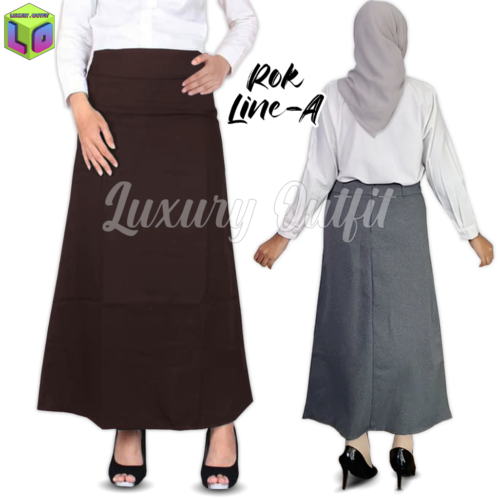 Jual Rok Panjang Wanita Line A Formal Untuk Kerja Kantoran Maxi Korean ...