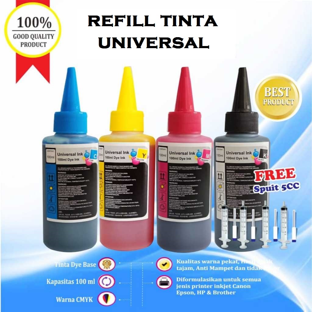 Jual REFILL TINTA UNIVERSAL/ UNIVERSAL TINTA PRINTER HP CANON EPSON ...