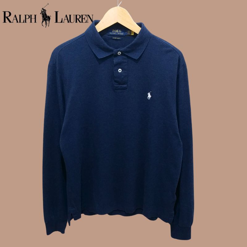 Jual Polo Ralph Lauren Heather Navy Cotton Long Sleeve Knit with QR ...