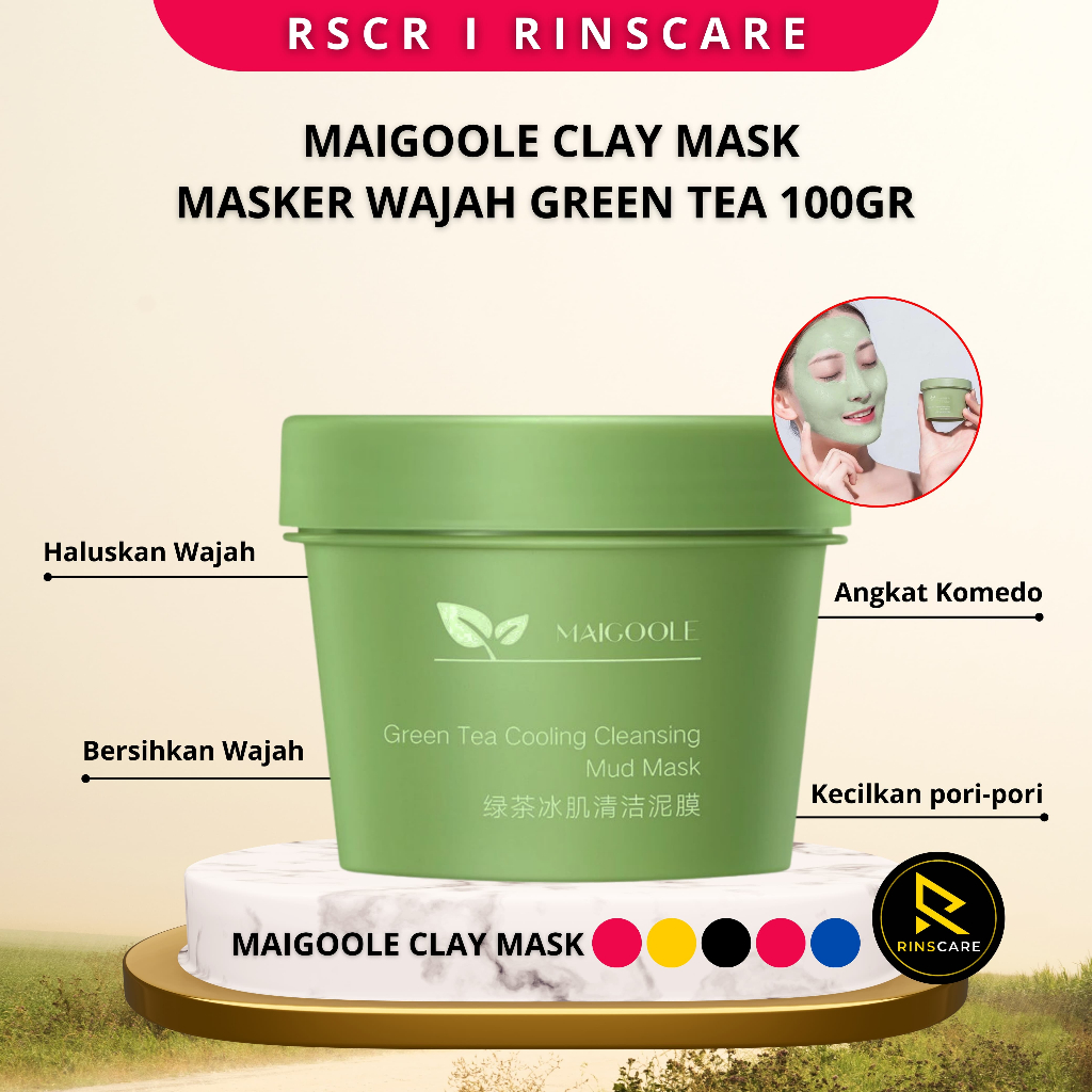 Jual [ COD ] Maigoole Green Tea Clay Mask Masker Wajah BPOM Cooling Cleansing Mud Mask 100gr ...
