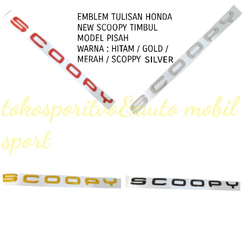 Jual EMBLEM LOGO TULISAN 3D HONDA MOTOR NEW SCOOPY TIMBUL MODEL PISAH ...