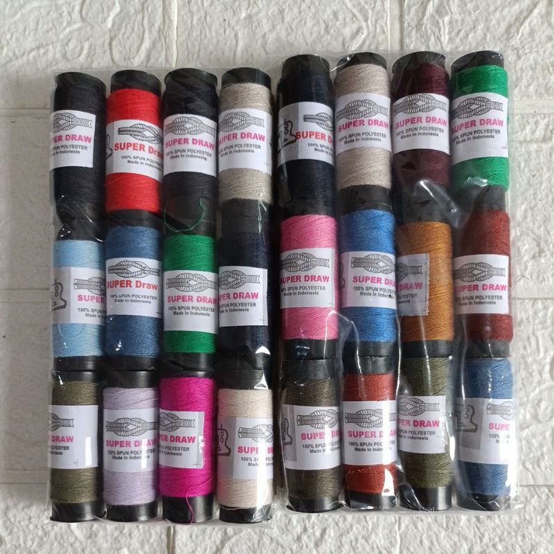 Jual Benang jahit/benang super draw warna warni isi 12 pcs | Shopee ...