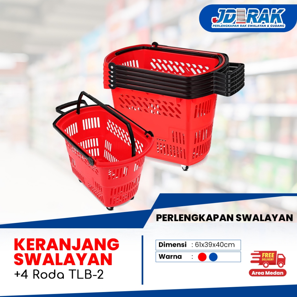 Jual Keranjang Swalayan Plastik Tarik Dorong Roda /Keranjang Tenteng ...