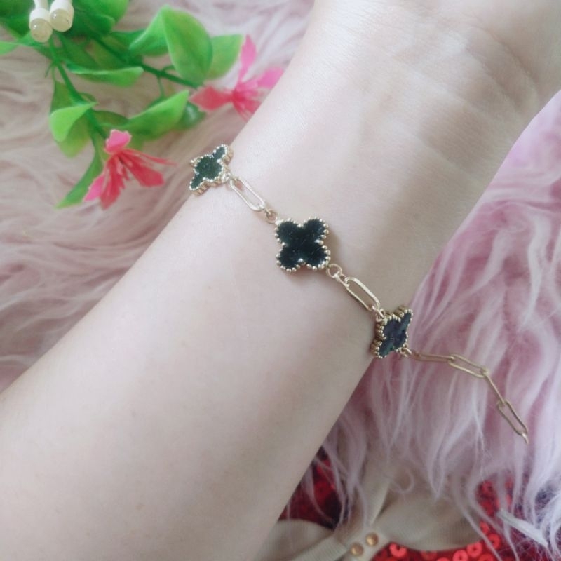 Jual SWASA Gelang Rantai Paperclip Bunga Hitam Lover Cantik Awet Elegan ...