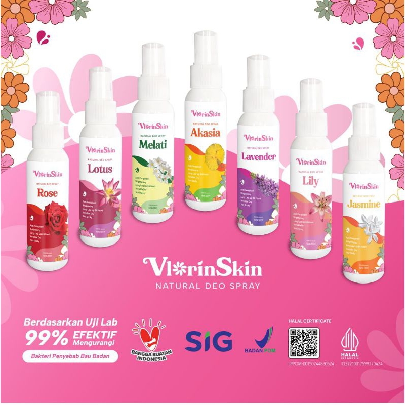 Jual Bundling Deodorant spray VlorinSkin 5 botol free box cantik ...