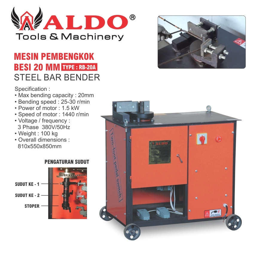 Jual MESIN PEMBENGKOK BESI 20 MM RB-20A / STEEL BAR BENDER / REBAR ...