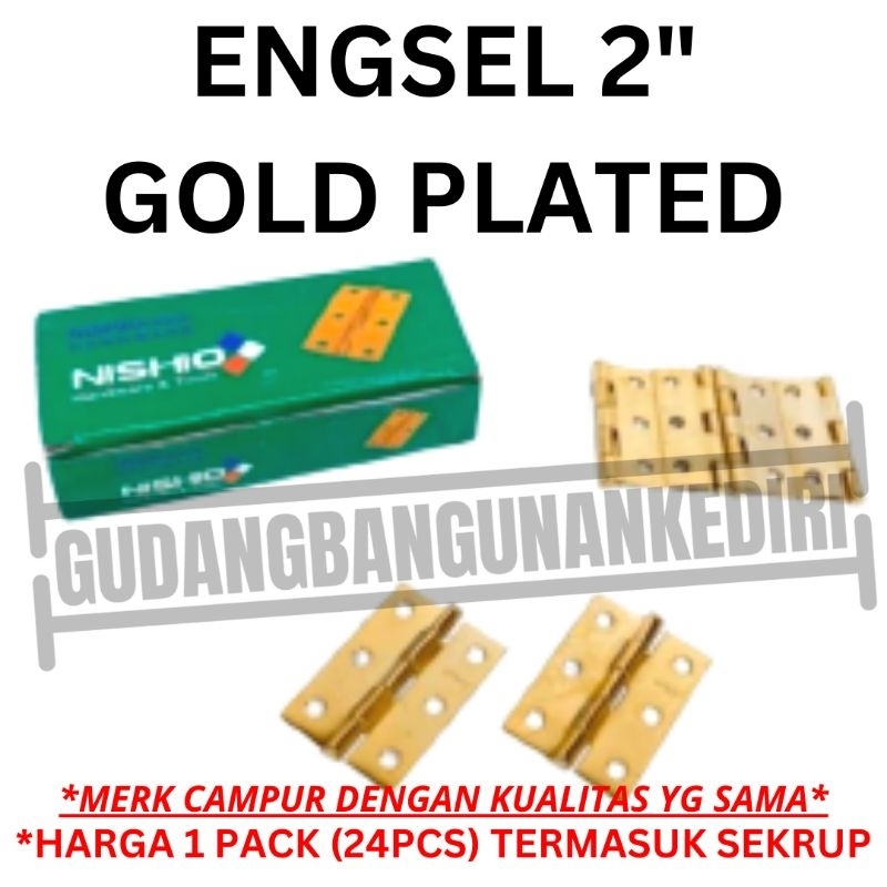 Jual [24pcs] Engsel pintu jendela plat tipis GP kuning gold plate 2" 2 ...
