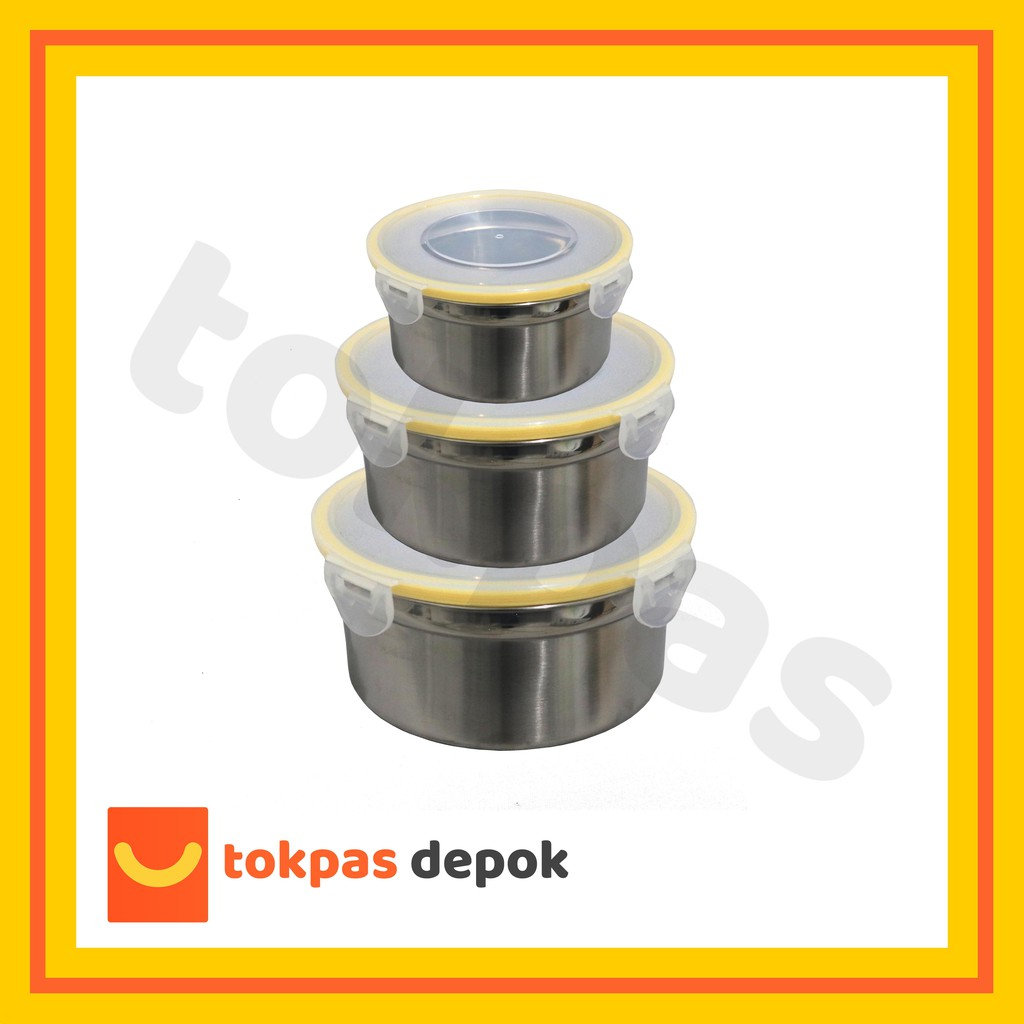 Jual Rantang Aluminium Baskom Mangkok Stainless Plus Tutup Wadah Bumbu ...