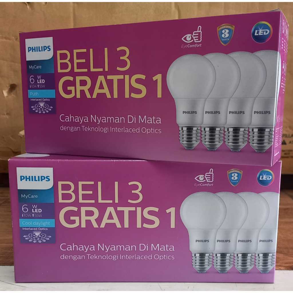 Jual Lampu Philips Led My Care 6 Watt Promo Multipack MyCare Bulb 6w beli 3 Gratis 1 | Shopee ...