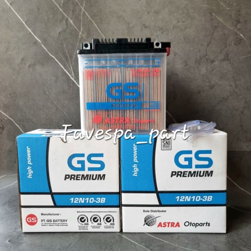 Jual Aki Basah GS Astra 12N10-3B Vespa PX Excel Spartan Thunder Mercy | Shopee Indonesia