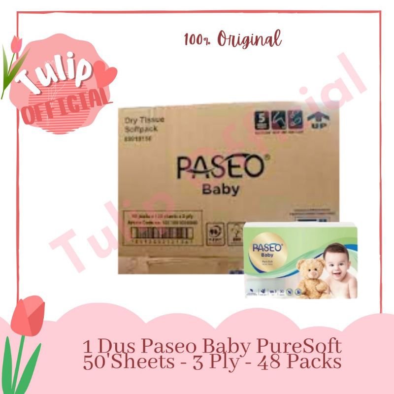 Jual GROSIR MURAH 1 DUS Tisu Tissue PASEO BABY PURE SOFT 50 Sheets 3 ...