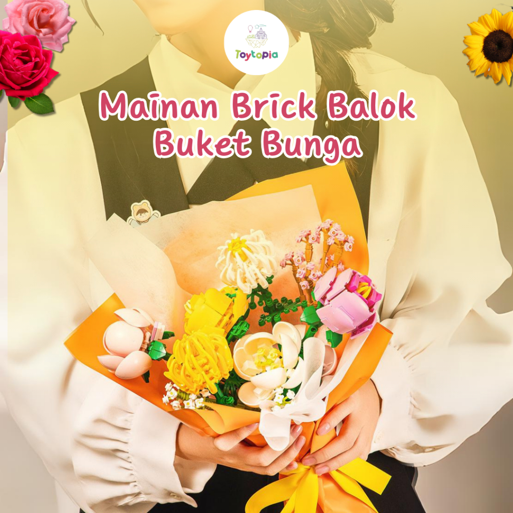Jual Mainan Brick Balok Buket Bunga Blok Susun Bangunan Flower Bouquet ...