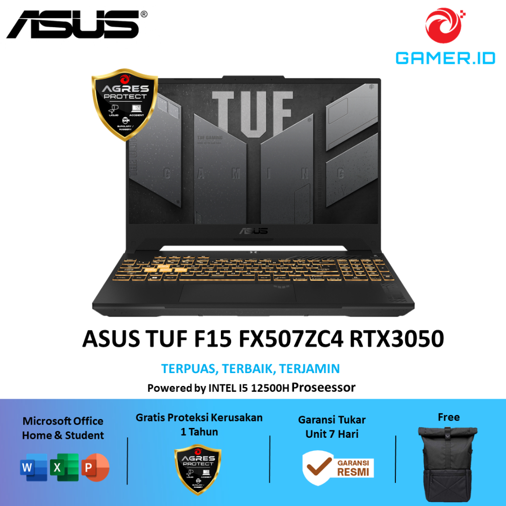 Jual ASUS TUF F15 FX507ZC4 INTEL I5 12500H RTX3050 4GB 8GB / 16GB 512GB ...