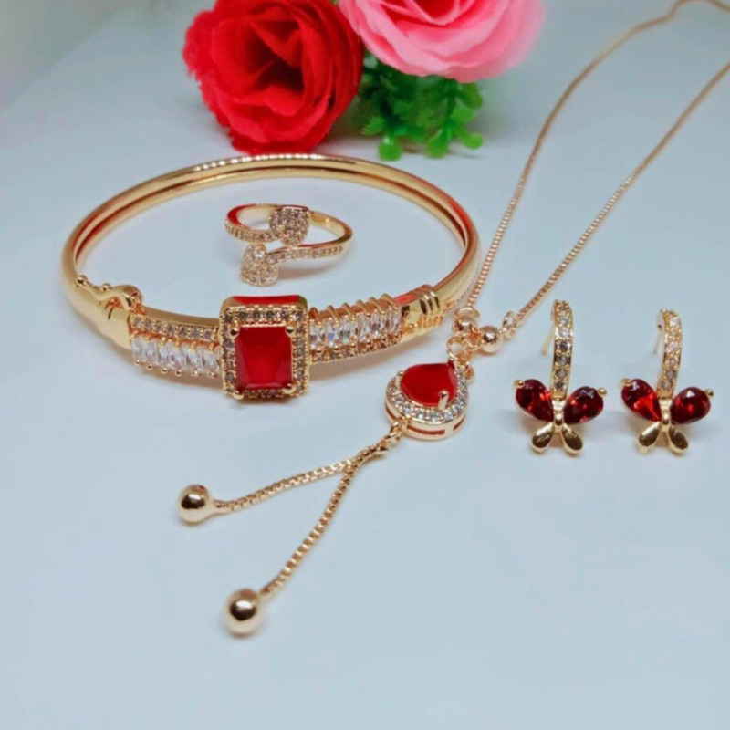 Jual 1 set perhiasan emas dewasa asli 24 karat mewah elegan simple ...