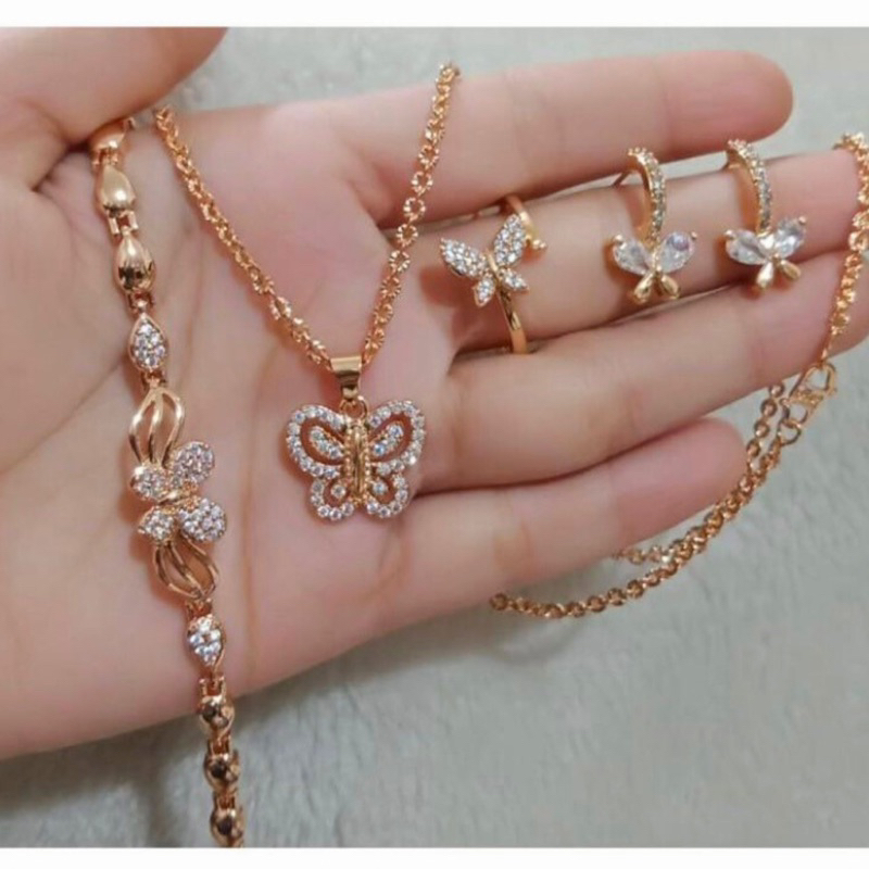 Jual Perhiasan emas 1 set simple elegan model baru 24 karat aksesoris ...