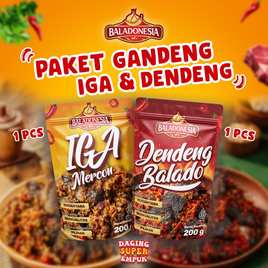 Jual PAKET GANDENG ( 1 Iga Mercon + 1 Dendeng Balado ) | Shopee Indonesia