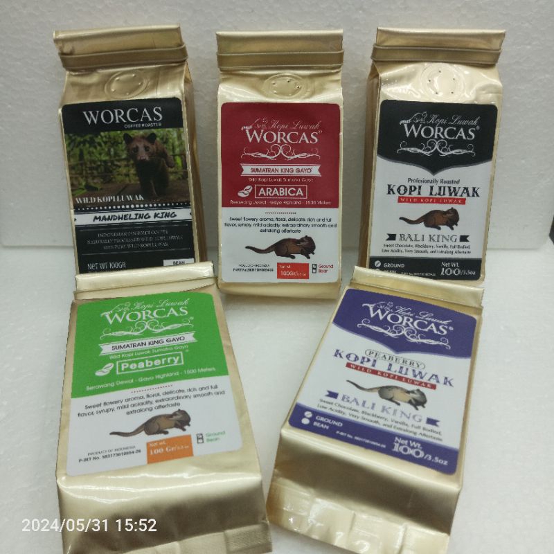 Jual WORCAS LUWAK COFFEE, SUMATRAN KING GAYO ARABICA [NON BOX], BALI ...