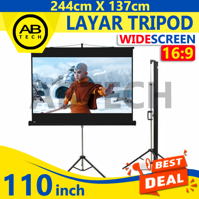 Jual Screen Projector Tripod 110" Ratio 16:9 Widescreen - Layar ...