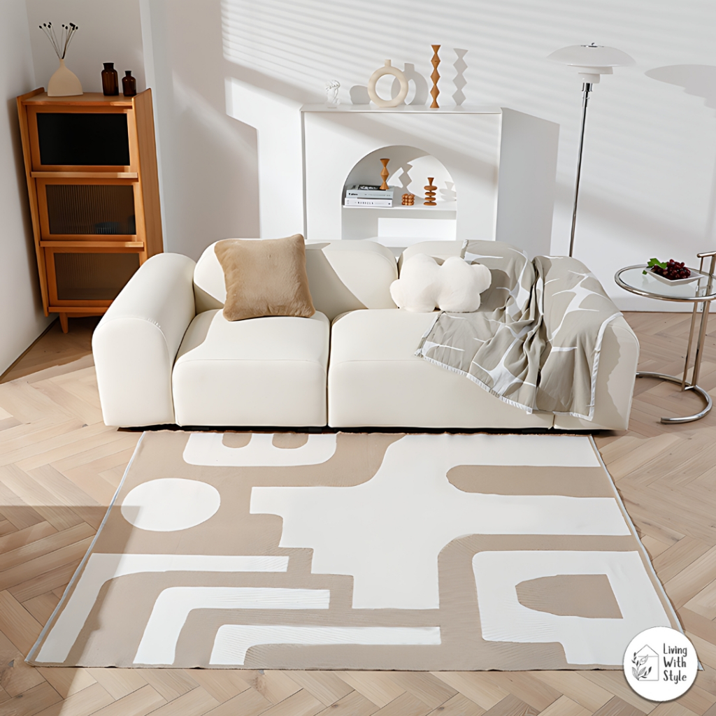Jual Living With Style - Modern Beige Floor Rug Carpet Premium / Karpet ...