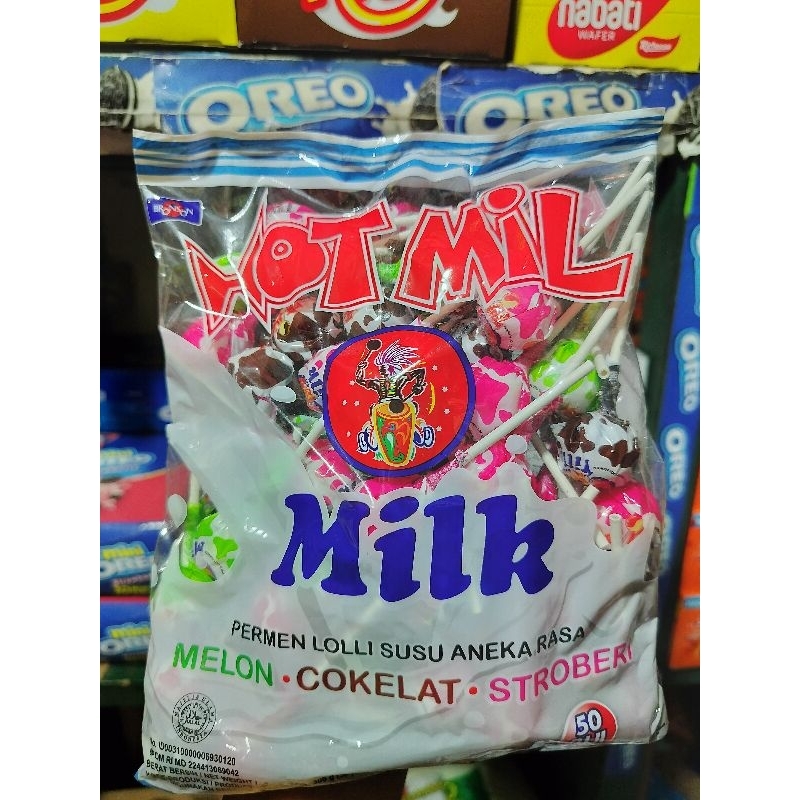 Jual Permen Hot Mil Milk Lolli Susu Aneka Rasa ( 1 Bungkus isi 50 Pcs ...