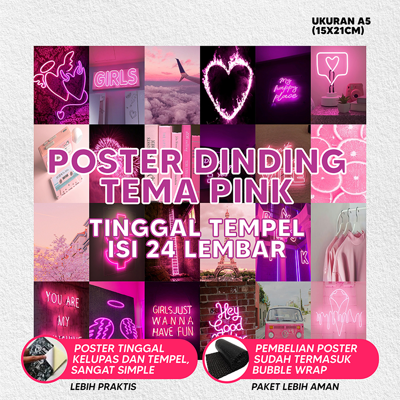 Jual Poster Dinding Tinggal Pasang Bundle Pinky | Poster Dinding ...