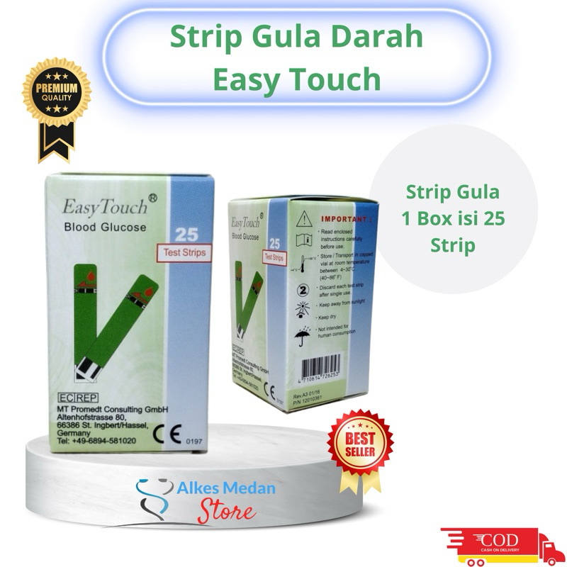 Jual easy touch blood GLUKOSA strip easy touch Easytouch Gula Darah 25 ...