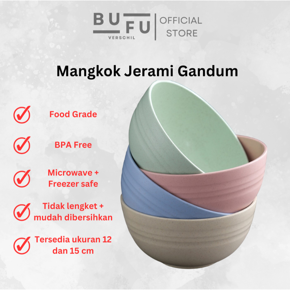 Jual [PROMO CUCI GUDANG] Mangkok jerami gandum besar dan kecil wheat ...
