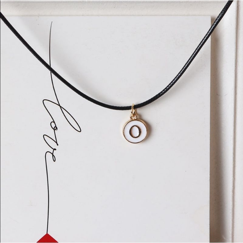 Jual Kalung Simple Pria Wanita Liontin Inisial Huruf Tali Hitam Bandul ...